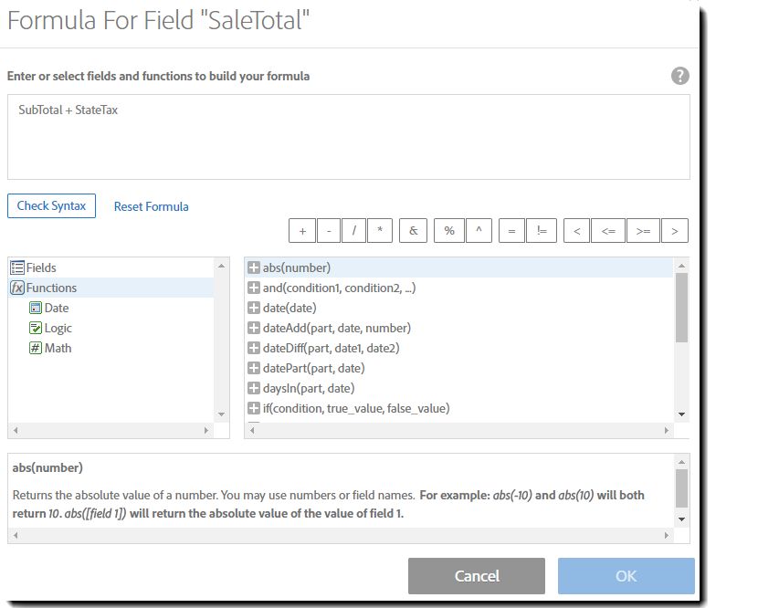 Berechnete Felder zu einem Formular hinzufügen